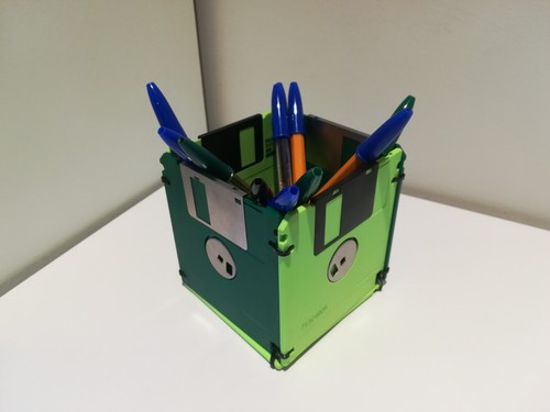 Floppy Disk Pen Holder Pencil Pot - Green, DIY, Original, Handmade ...