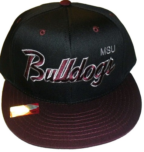 Mississippi State Bulldogs Script Logo Mens Black Snapback hat Cap New ...