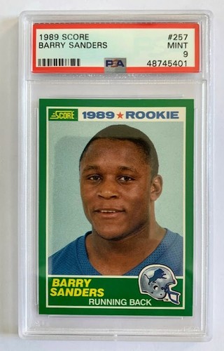 Barry Sanders RC 1989 Score Graded PSA 9 MINT Detroit Lions Rookie Card ...