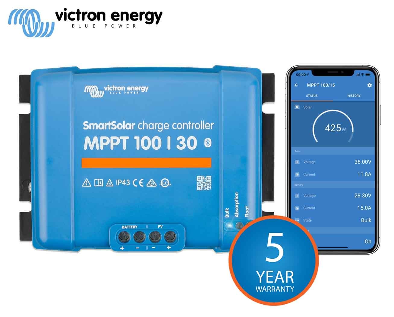 Victron Energy Smart Solar 30A MPPT 100/30 Charge Controller Regulator ...