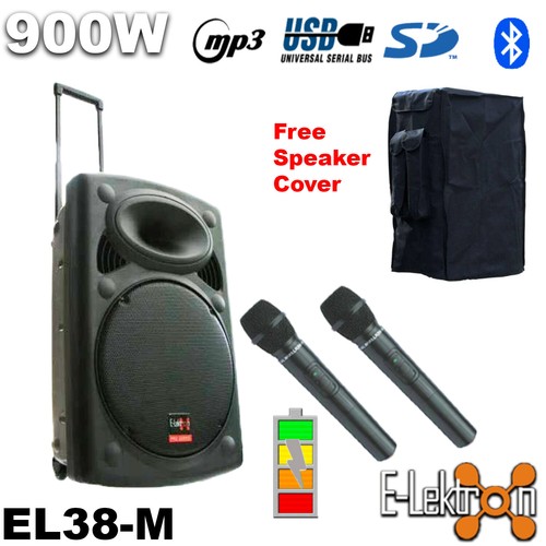 E-Lektron EL38-M 15" inch 900w Portable Bluetooth Speaker PA Sound ...
