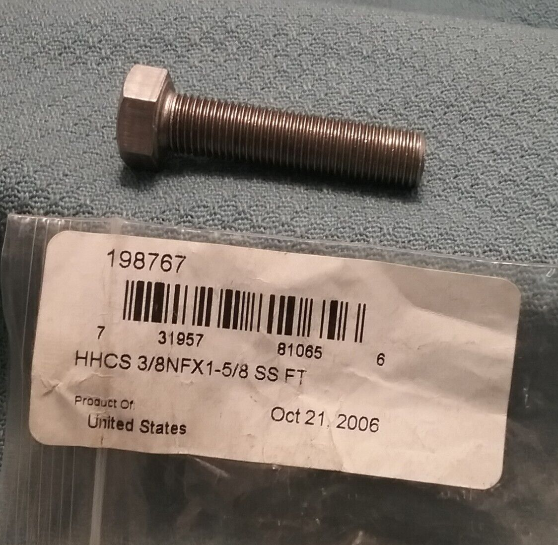Old Stock Teleflex Seastar 198767 Tiller Bolt HHCS 3/8 NF X 1-5/8" Long ...