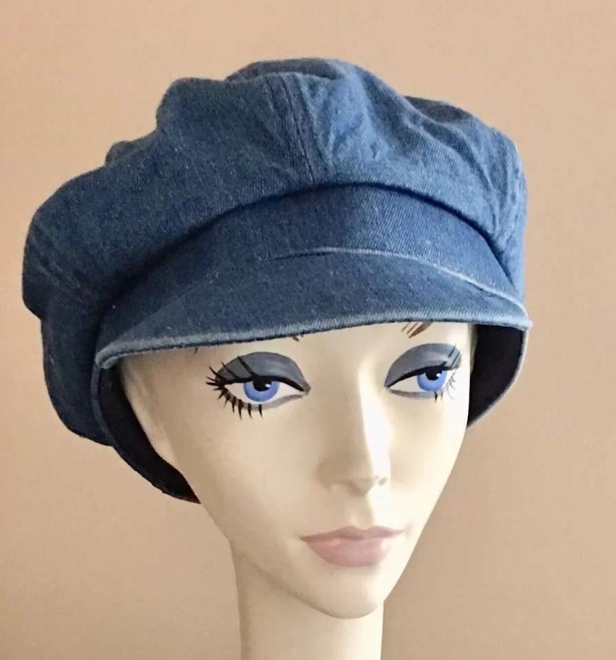 NWoT Cotton DENIM Newsboy Cap BLUE Unisex Hat APPLE Cap | eBay