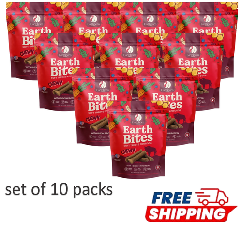 Set of 10 packs of Earthborn Holistic Earth Bites Chewy Bison Protein ...