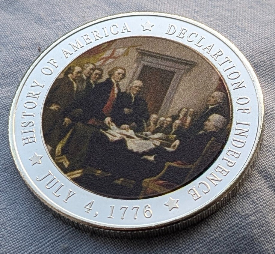 Independent Declaration 4th July 1776 Silver Coin USA Benjamin Franklin ...