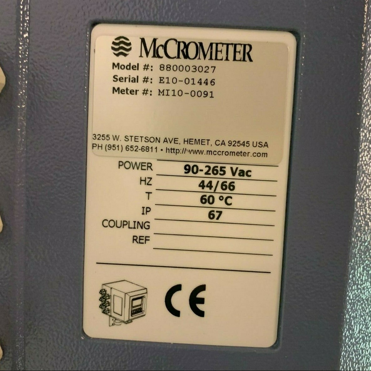 NEW! McCrometer 880003027 Flow Meter Converter: 90-265 VAC, 44/66 HZ ...