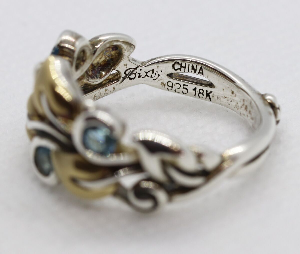 Barbara Bixby 925 Silver Ring Blue Topaz Gemstone 18k Gold Barbara Bixby 925 Silver Ring Blue Topaz Gemstone 18k Gold