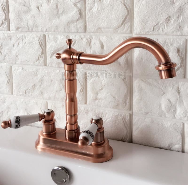 Antique Red Copper Swivel Kitchen Sink bathroom Mixer Tap Faucet Prg045 ...