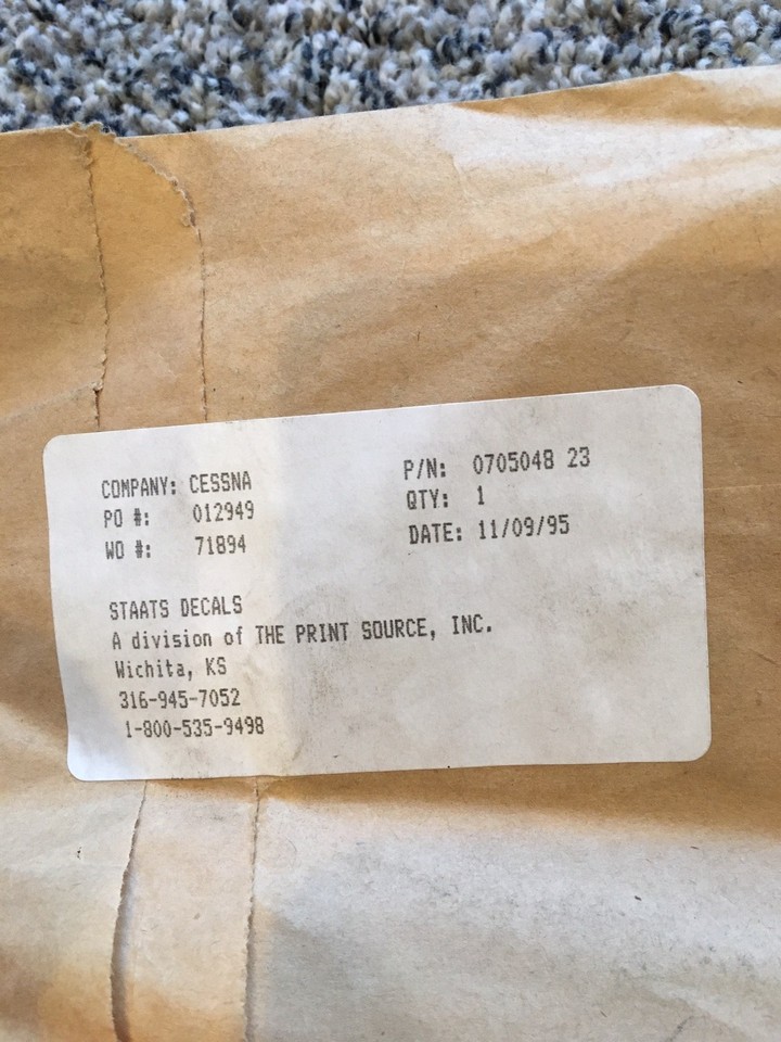 New Cessna Fuel Selector Placard P/N 0705048-23 (0516-112) | eBay