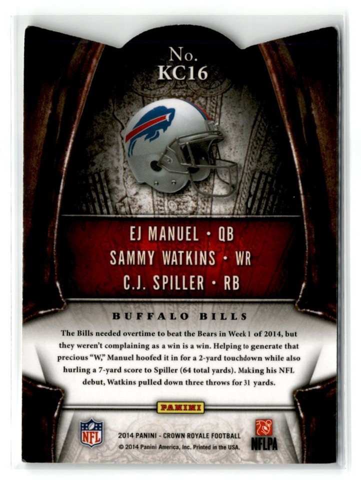EJ Manuel/Watkins/Spiller Bills 2014 Panini Crown Royale King's Court # ...