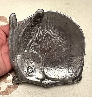 Vintage 1988 Arthur Court 7" Curled Up Bunny Rabbit Aluminum Serving ...