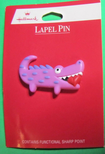 VINTAGE HALLMARK PURPLE ALLIGATOR CROCODILE RED HEART VALENTINE LAPEL ...