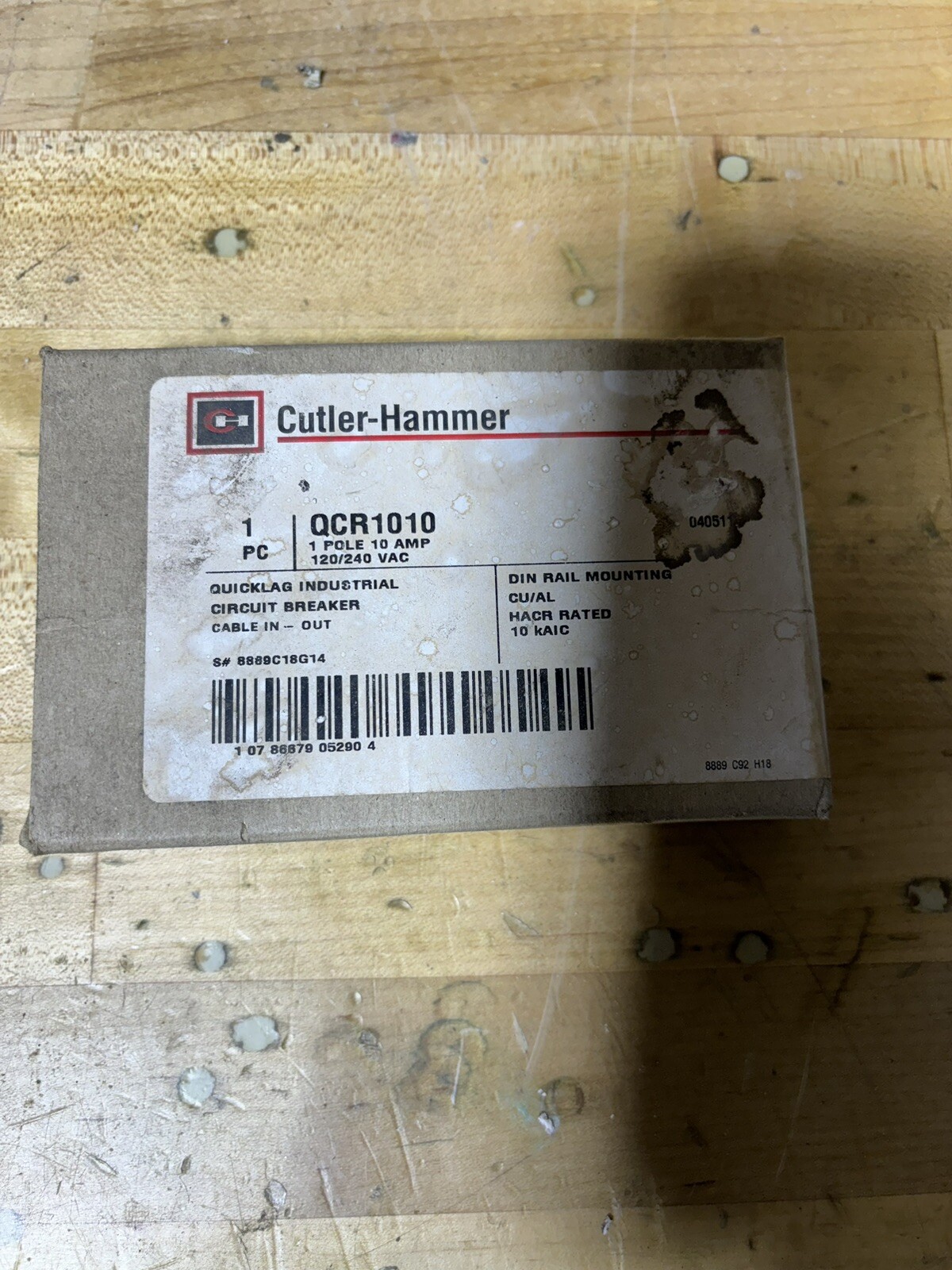 Eaton Cutler-Hammer QCR1010 10A 1P 120/240V Type QCR 10kAIC Circuit ...