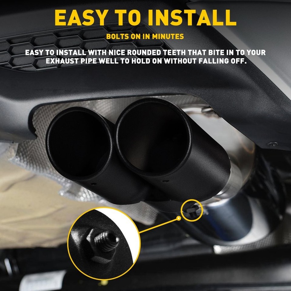 Dual Exhaust Tips Polished Stainless Steel Tail Muffler 1.5-2.4inch ...