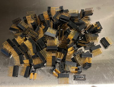 Lot of 100 Gold 16 Pin Receptacle Double Row Connector Circut Board CA ...