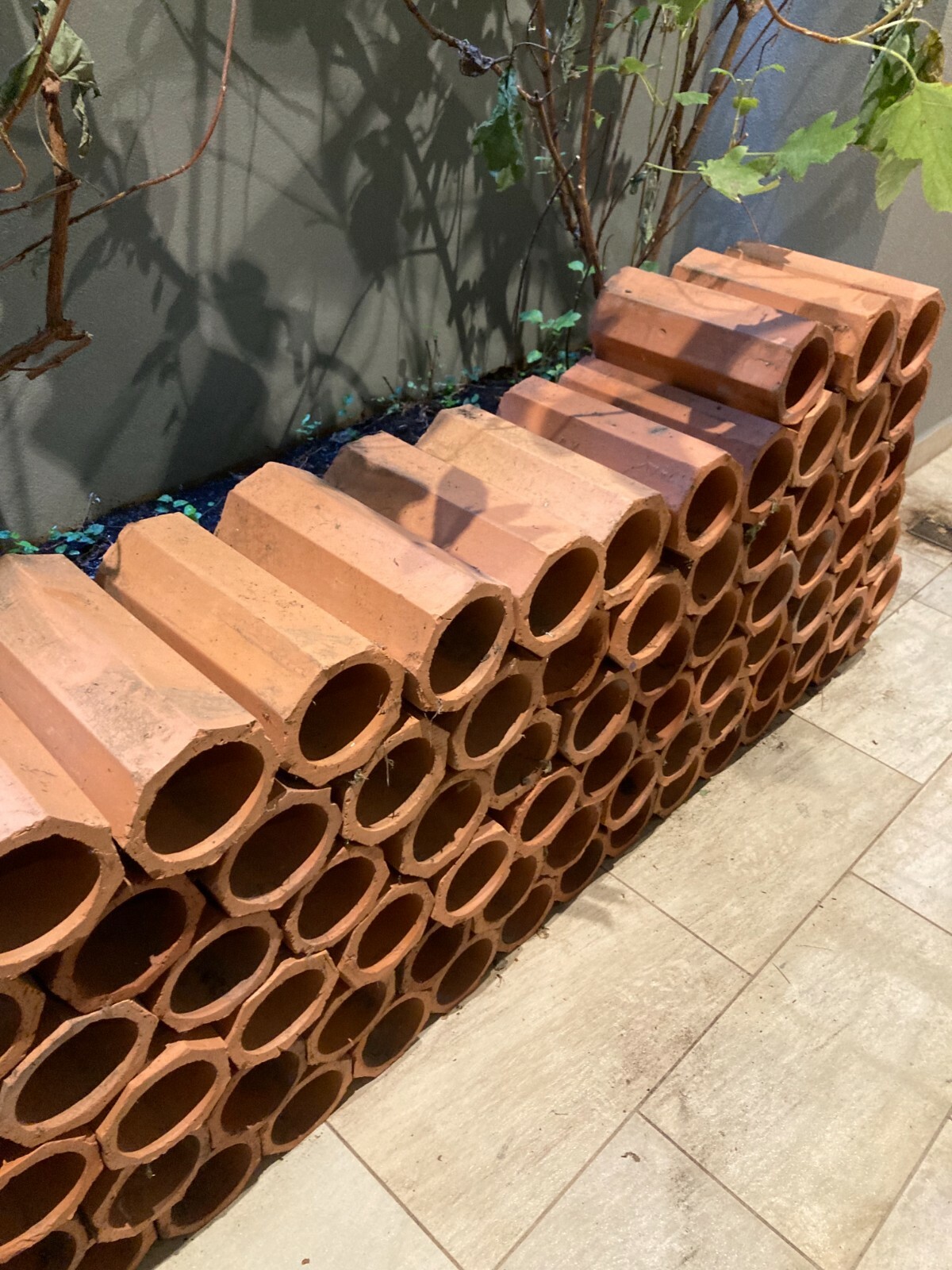 Terracotta Hexagonal Clay Water Pipes 300mm x 130mm (100mm diameter ...