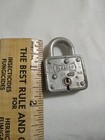 ANTIQUE VTG Small RARE MASTER 44 PAD LOCK 5-R Silver PadLock No Keys U ...