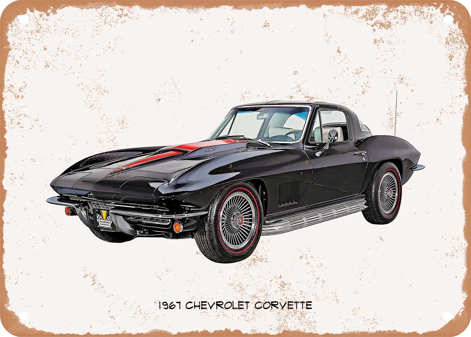 Classic Car Art - 1967 Chevrolet Corvette Oil Painting - Rusty Look ...