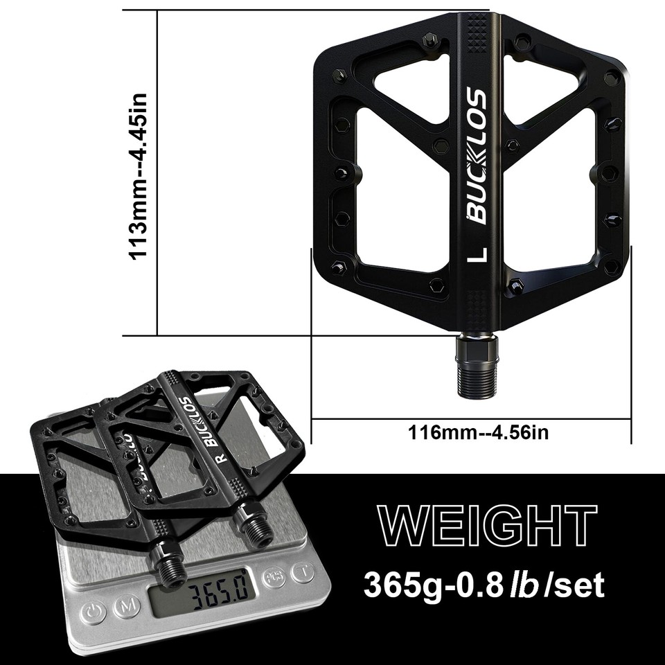BUCKLOS Mountain Bike Nylon Pedals 9/16'' Road Bicycle Widen Platform ...