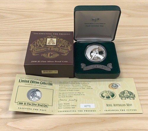 2008 $5 Australia Centenary of Rugby LeagueProof Silver Coin | eBay