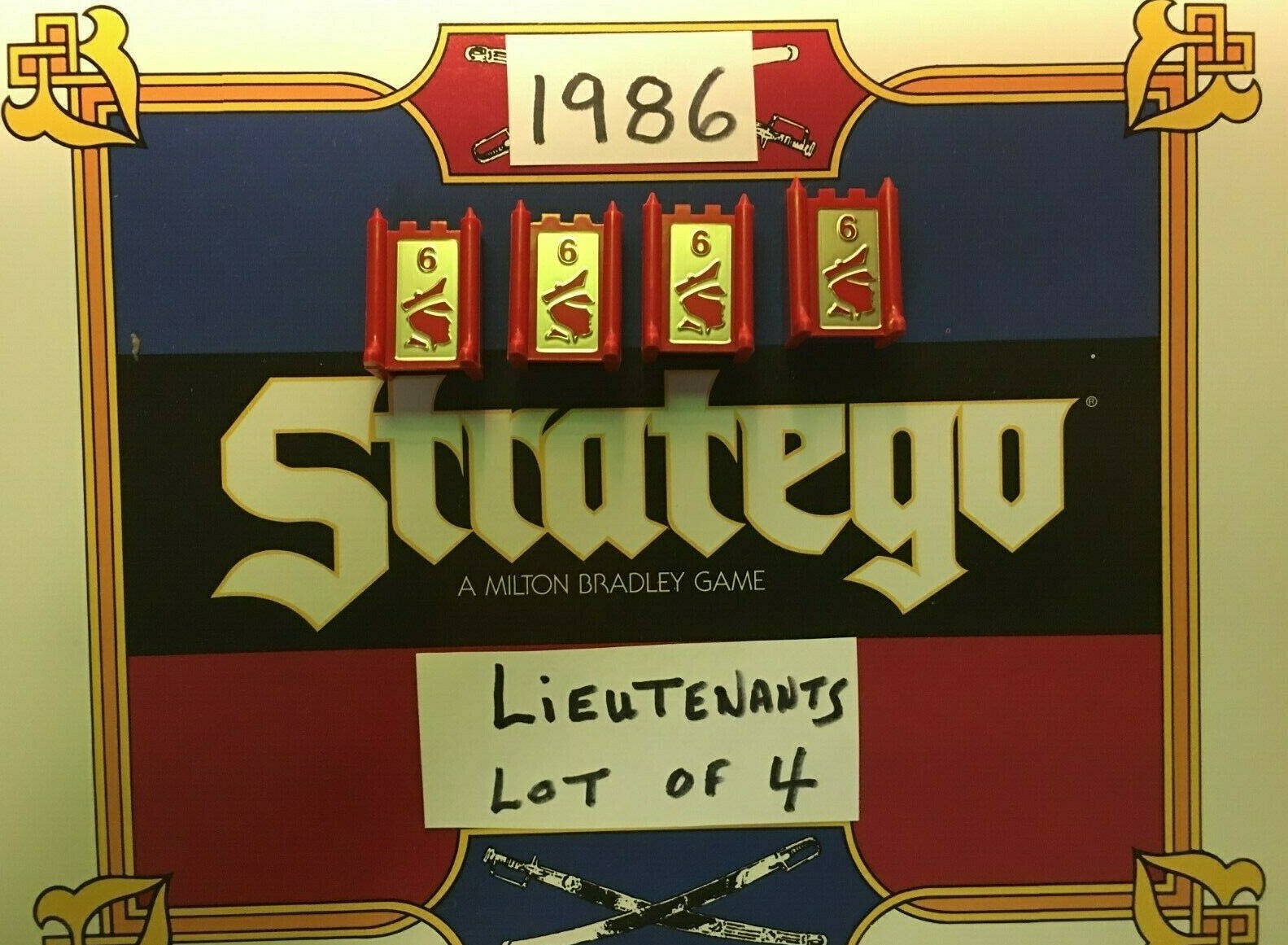 Stratego 1986 LIEUTENANTS Red Lot of 4 Game Replacement Pieces Parts ...