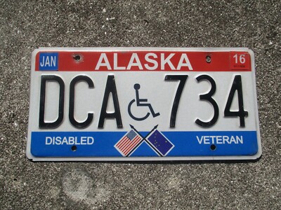 Alaska 2016 Veteran disabled license plate # DCA 734 | eBay