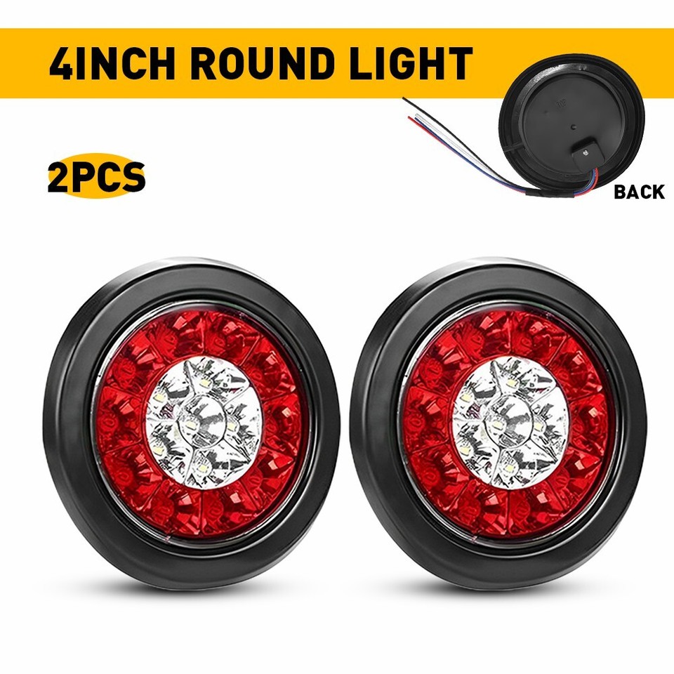 16 LED 4 Inch Round Backup Reverse Tail Lamp Lights For Truck Trailer ...
