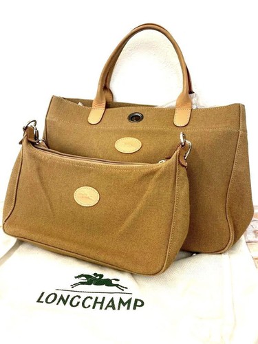 LONGCHAMP VINTAGE Beige Cotton Tote Used Excellent+ Japan Authentic | eBay