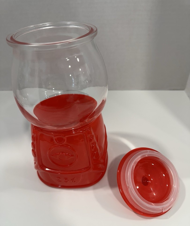 New GUMBALL MACHINE GLASS COOKIE OR CANDY JAR RED 8" Retro W Tight Seal ...