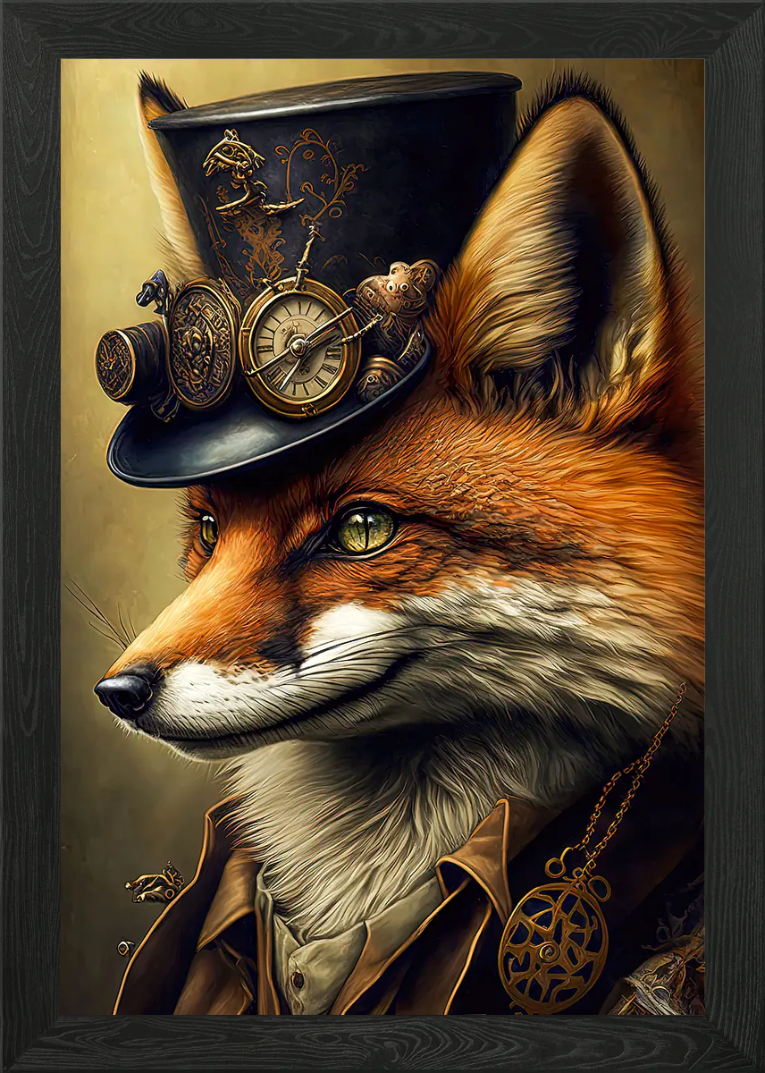 Steampunk Fox Framed Wall Art Poster Canvas Print Picture | eBay UK