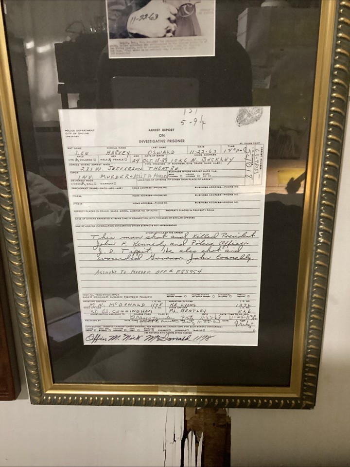 lee harvey oswald Arrest Records And Jack Ruby's Arrest Records Signed ...