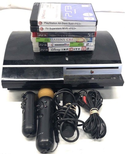 Sony PlayStation 3 PS3 Fat 80GB CECHK01 Skyrim PS Move Camera 6 Game ...