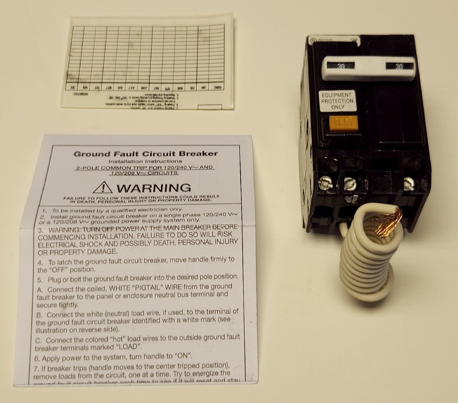 EATON GFEP230 2 Pole 30 AMP Type BR Ground Fault Equipment Protection ...