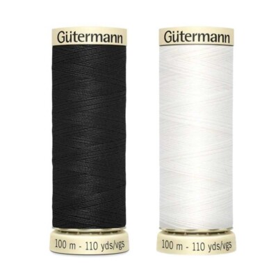 Gutermann Sew All Sewing Thread 100m 100% Polyester Black and white ...