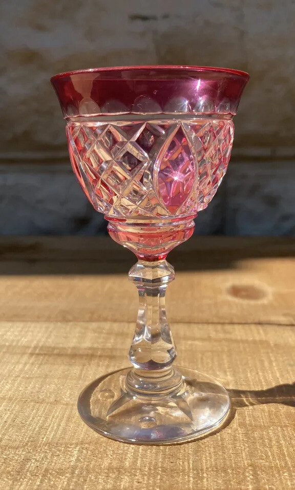 Antique Cut Crystal Glassware 4 Vintage Cordial Glasses Crystal Cut