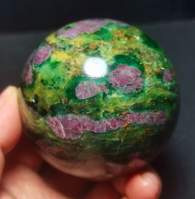 RARE 508.7G Natural Polished Grandmother Gold Ruby Crystal Ball Healing ...