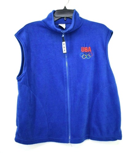 United States Olympic Committee Adult Unisex Blue Full Zip Fleece Vest ...