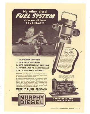 1947 Murphy Diesel Co. Ad: Closeup Pic of Injector for Diesel Engine | eBay