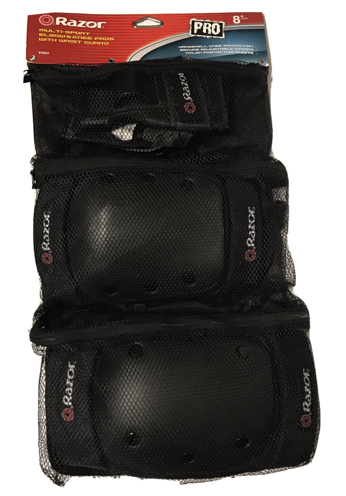 NEW- Razor Multi-sport Elbow Knee Pads with Wrist Guard Pro for Ages 8 ...