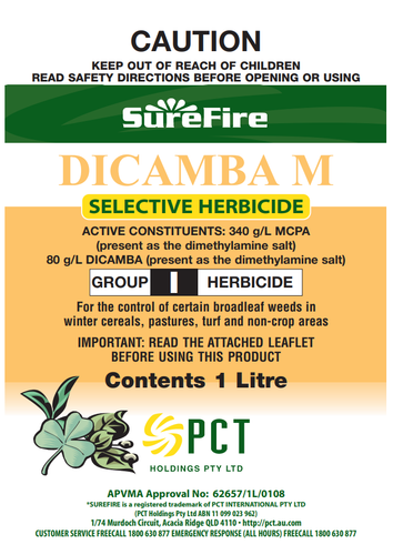 2X SureFire Dicamba M 1L Selective Herbicide Weed Killer 1 Litre ...