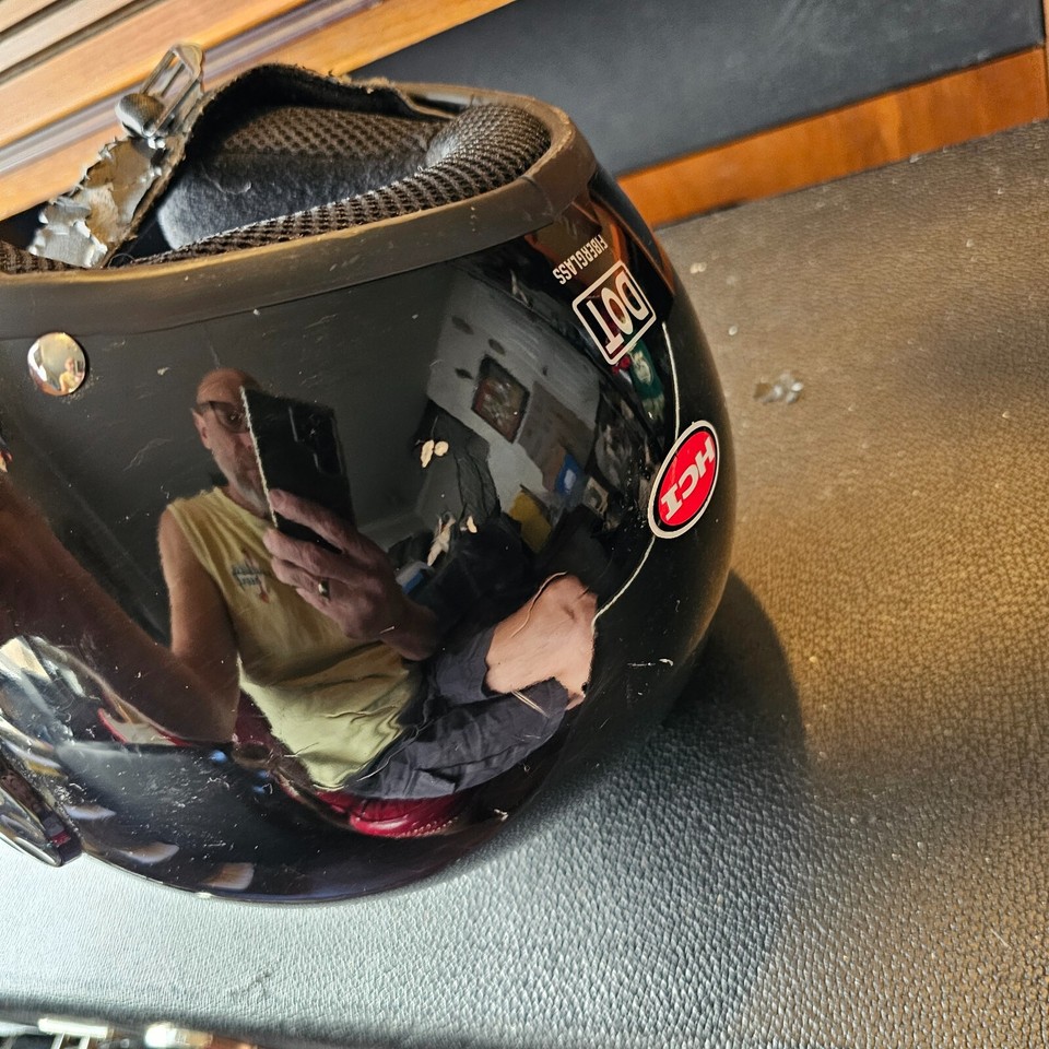 HCI 15 Open Face Motorcycle Scooter Helmet w/ Face Shield Black M | eBay