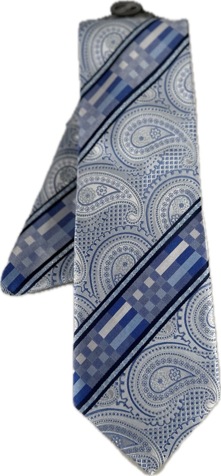 Fratello Men's Necktie & Hanky Powder Blue Royal Blue White Polyester 3 ...