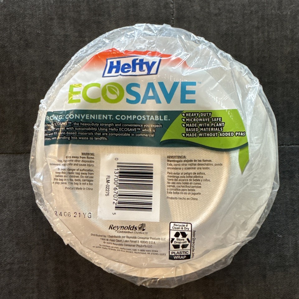2 Packs Hefty Ecosave 100% Compostable 16 Oz Bowls 25 Ea (50 TOTAL ...