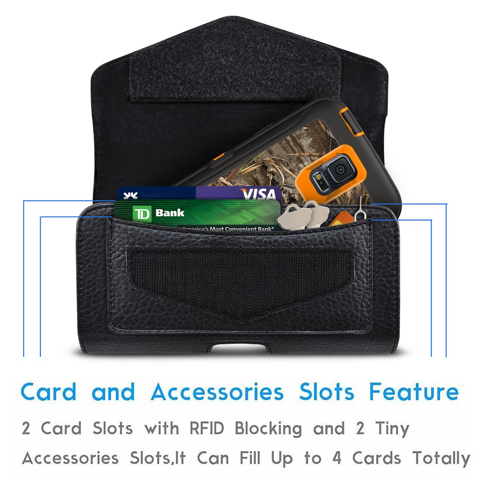 Cell Phone Holster Pouch Leather Wallet Card Holder Belt Clip fits ...