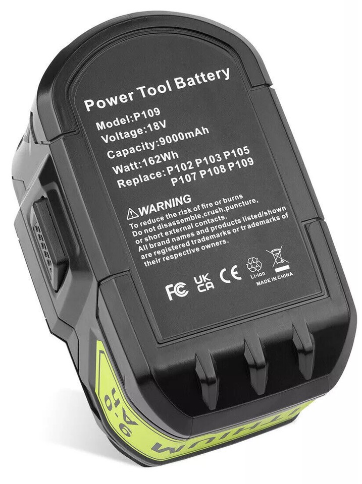 2PCS 9.0Ah 18V Upgrade Capacity Battery for Ryobi P108 P102 P201 P203 ...