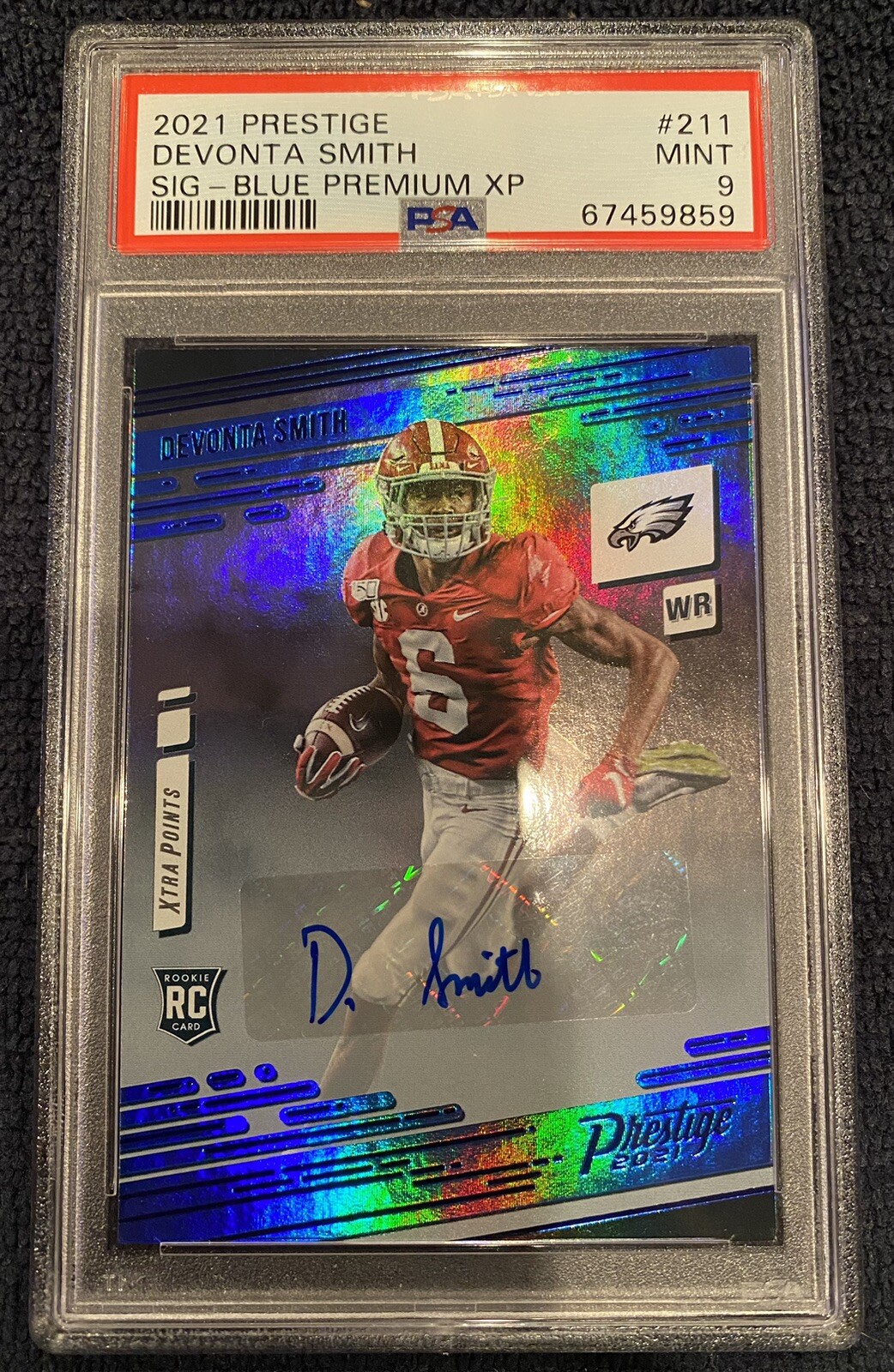 2021 Panini Prestige Devonta Smith Signature Blue Premium XP PSA Mint 9 ...