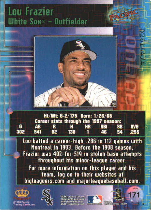 1998 Pacific Online Web Cards Chicago White Sox Baseball Card #171 Lou ...