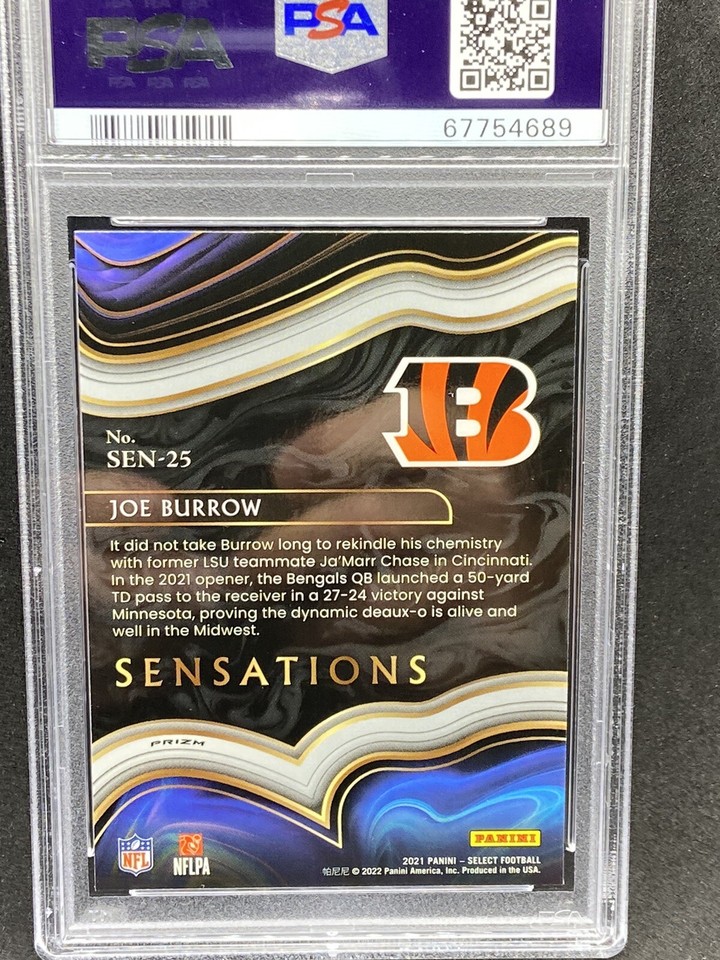 JOE BURROW 2021 PANINI SELECT SENSATIONS SILVER PRIZM # SEN25 PSA 10 | eBay