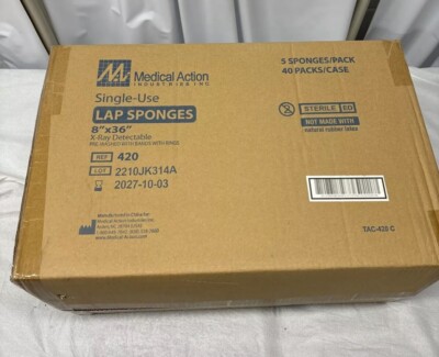 (200) X-ray Detectable Sterile Lap Sponges 8"x36" Prewashed With Bands ...
