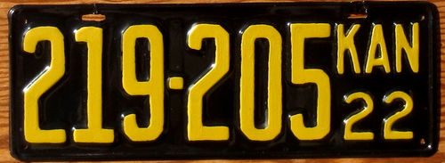 1922 Kansas License Plate Number Tag | eBay
